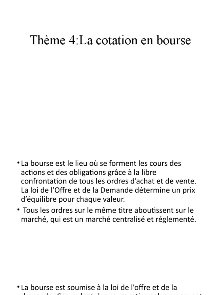 Fonctionnement et Régulation de la Bourse | PDF | Bourse des valeurs | Action (Finance)