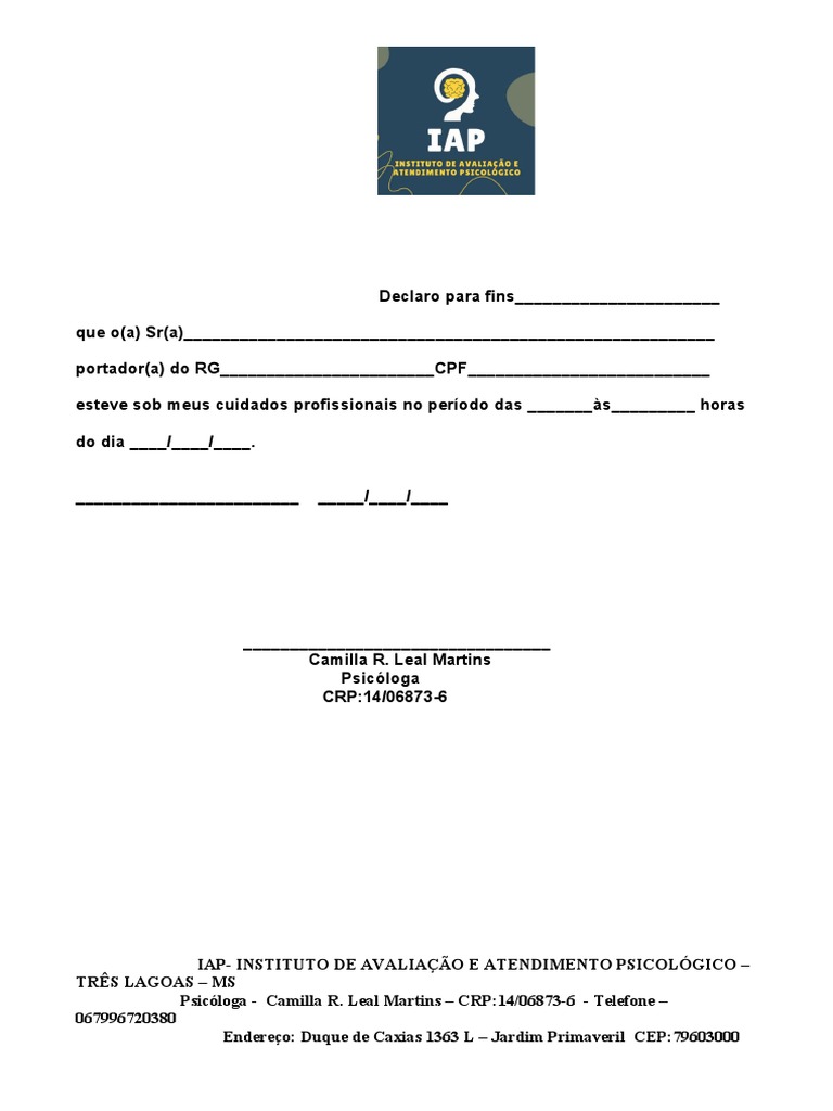 Declaração de Presença | PDF Declaração de Presença | PDF