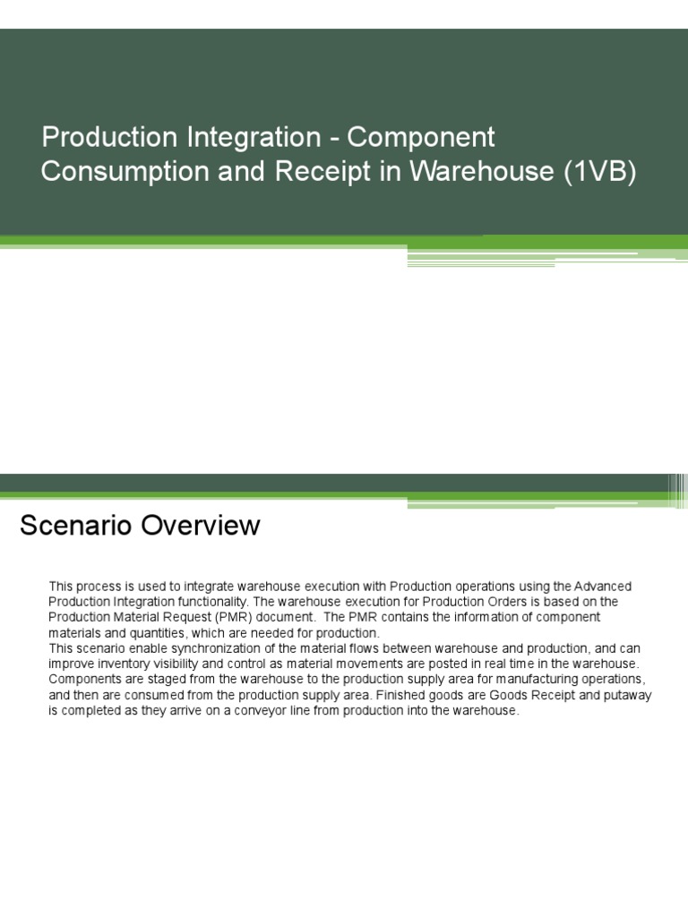 Production Integration - Component Consumption and Receipt in Warehouse ...