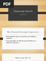 Manuscript Speech | PDF | Speech | Nonverbal Communication
