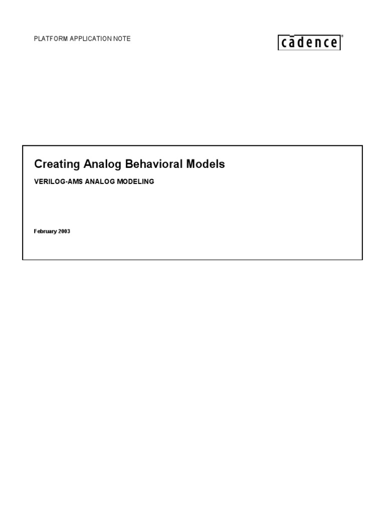 Verilog Creating Analog Behavioral Models Pdf Electrical Network 0586
