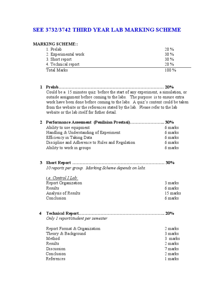 Lab THN 3 Marking Scheme | PDF