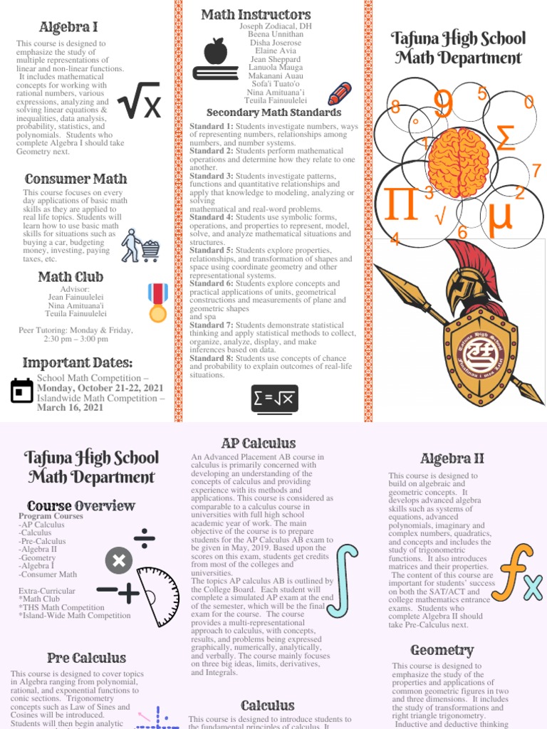 Tafuna High School Algebra I Overview | PDF | Mathematics | Geometry