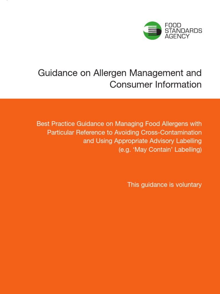 FSA Guideline Allergens Management | Food Allergy | Food Intolerance ...