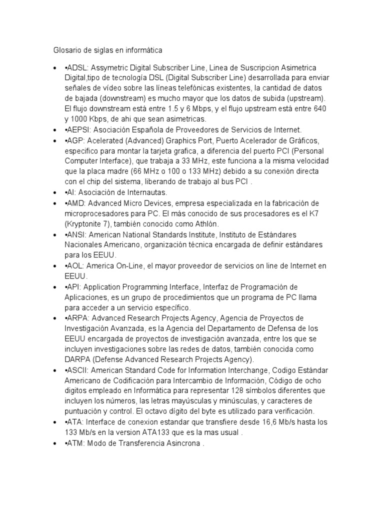 Glosario de Siglas en Informática | PDF | Disco compacto | DVD