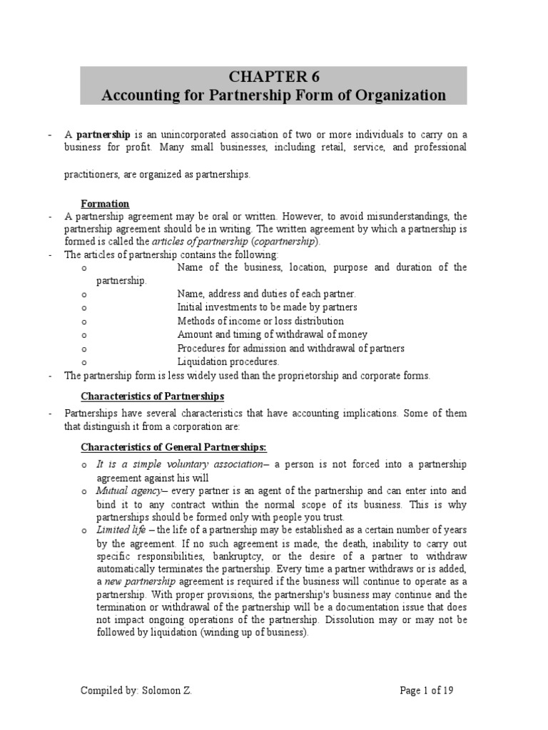 Chapter 6 Accounting For Partnership | PDF | Partnership | Equity (Finance)