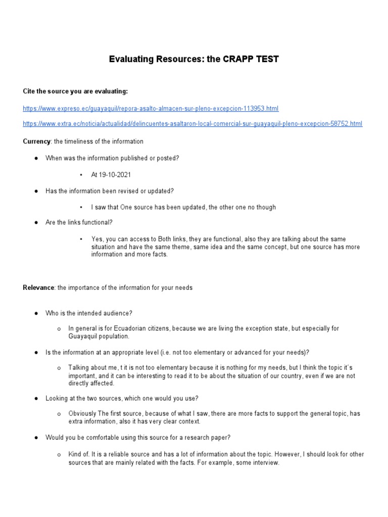CRAAP Test Worksheet | Download Free PDF | Information | Cognition CRAAP Test Worksheet | Download Free PDF | Information | Cognition
