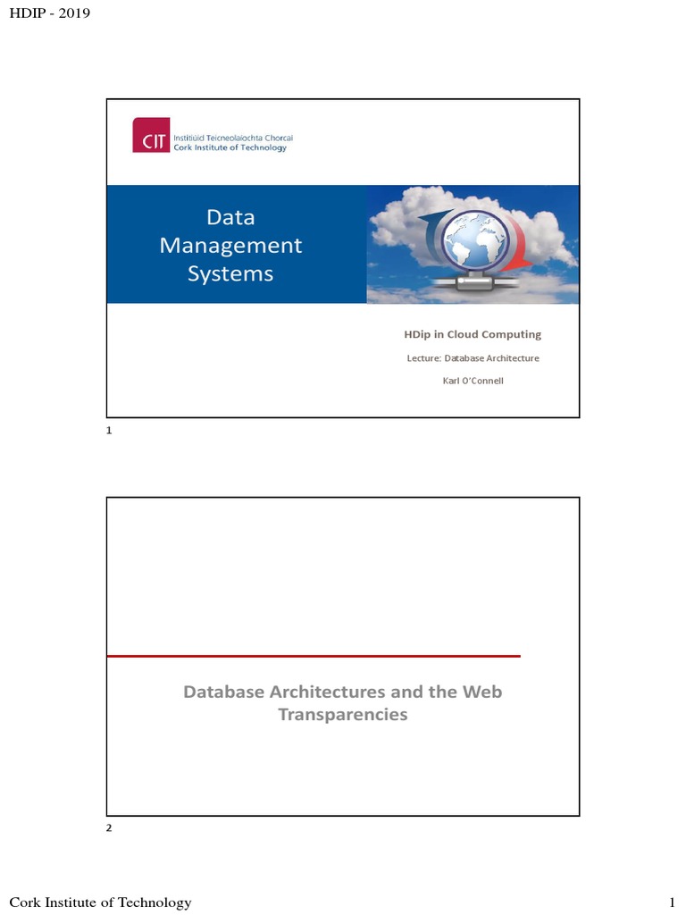 Data Management Systems: Database Architectures and The Web Transparencies | PDF | Databases ...