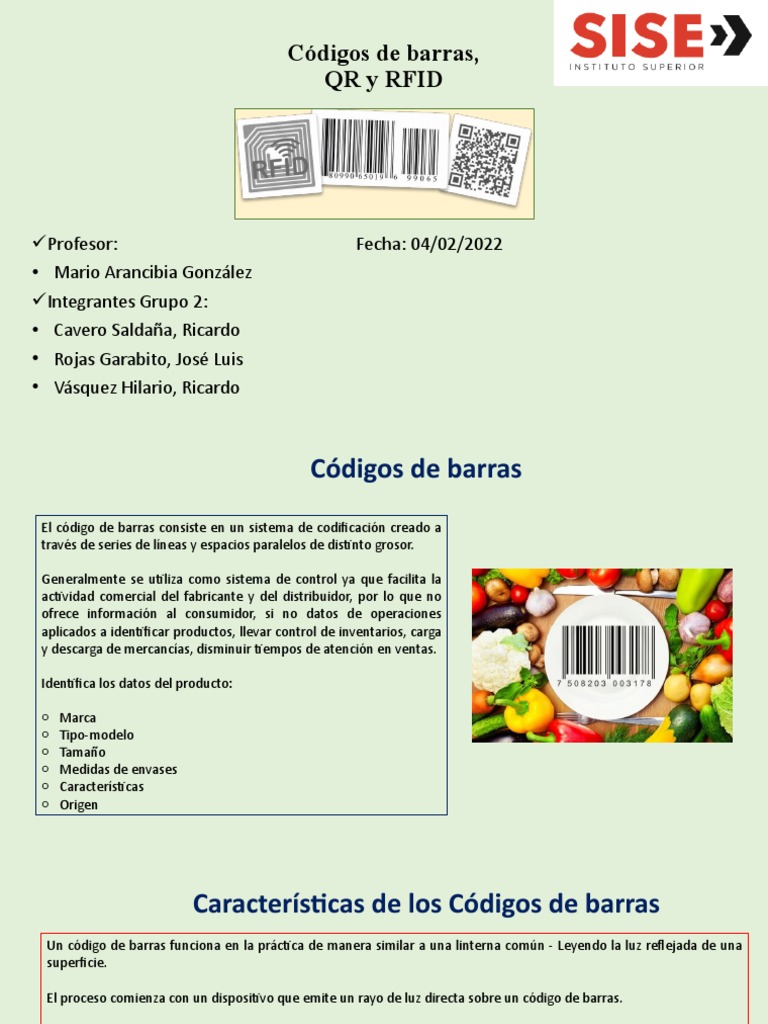 Trabajo de Códigos de Barras - QR - RFID | PDF | Identificación de ...