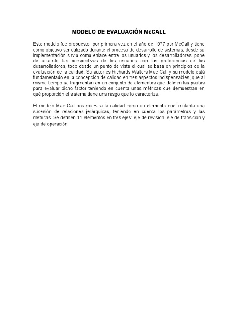 Modelo de Calidad McCall en Software | PDF | Software | Ingeniería de ...