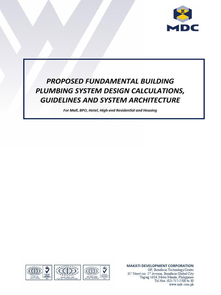 Plumbing System Design Guidelines | PDF | Plumbing | Water Heating