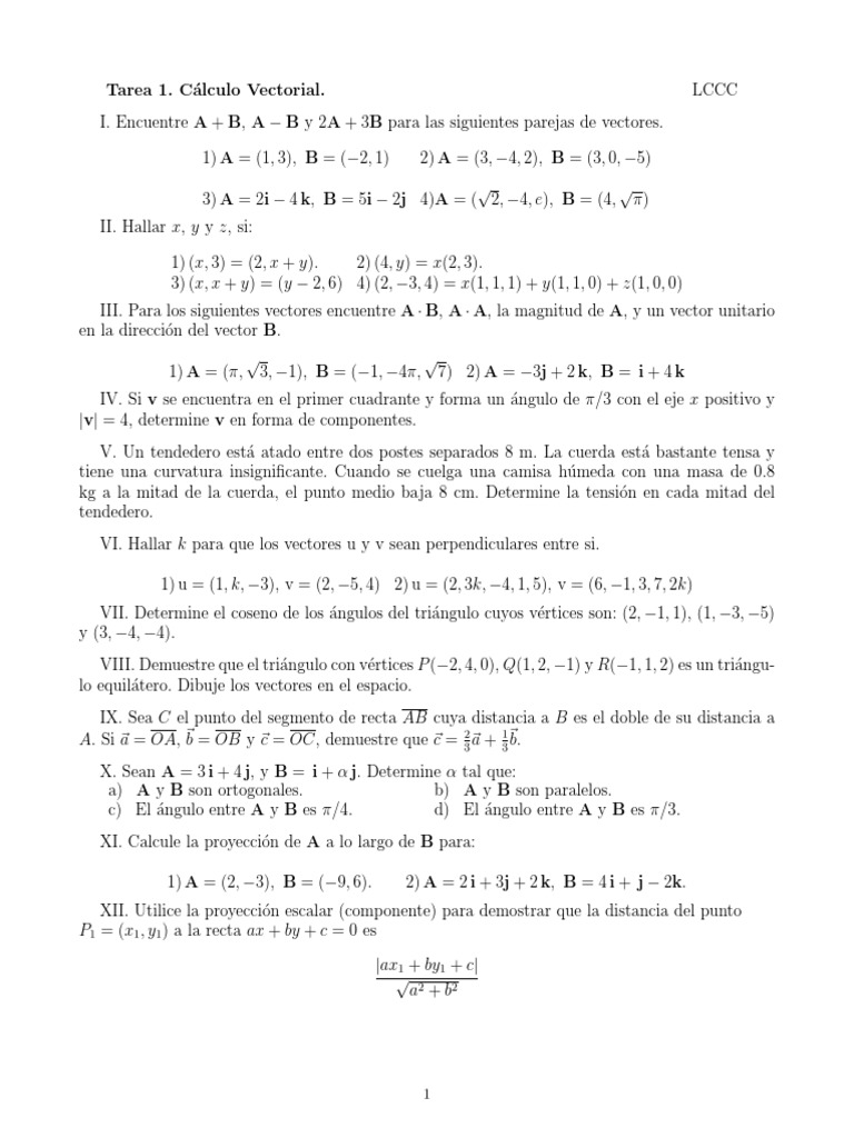 Calc Vect 1 | PDF | Vector Euclidiano | Triángulo