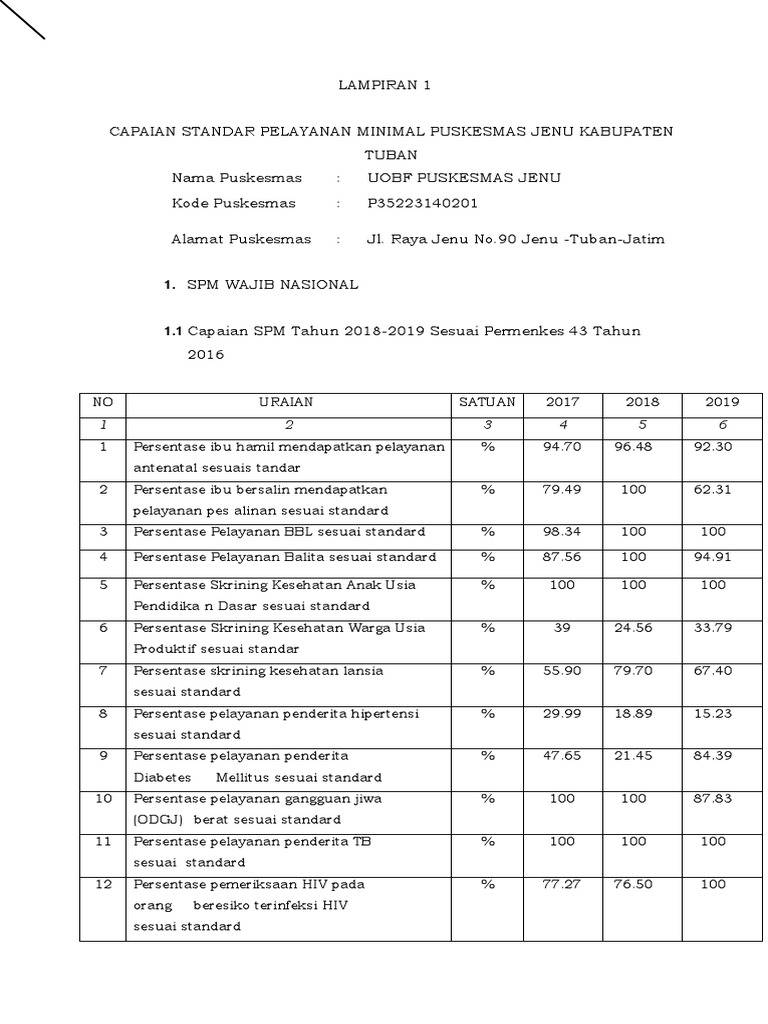 Lampiran SPM PKM Jenu | PDF