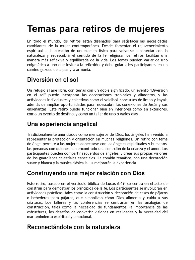 Temas para Retiros de Mujeres | PDF
