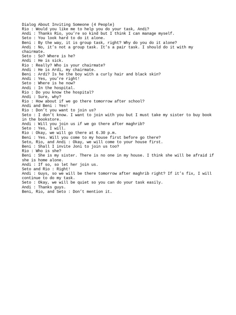 Dialog B.inggris 4 Orang | PDF