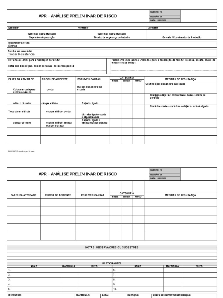 Modelo de APR - Imprimir | PDF