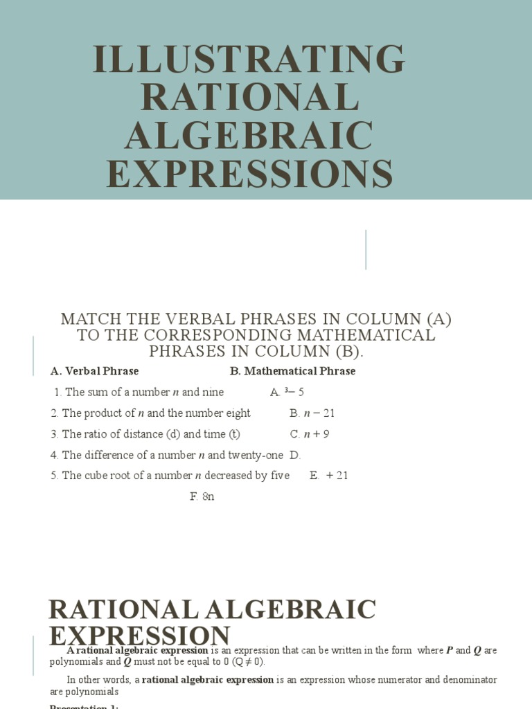 Illustrating Rational Algebraic Expressions | PDF | Factorization ...