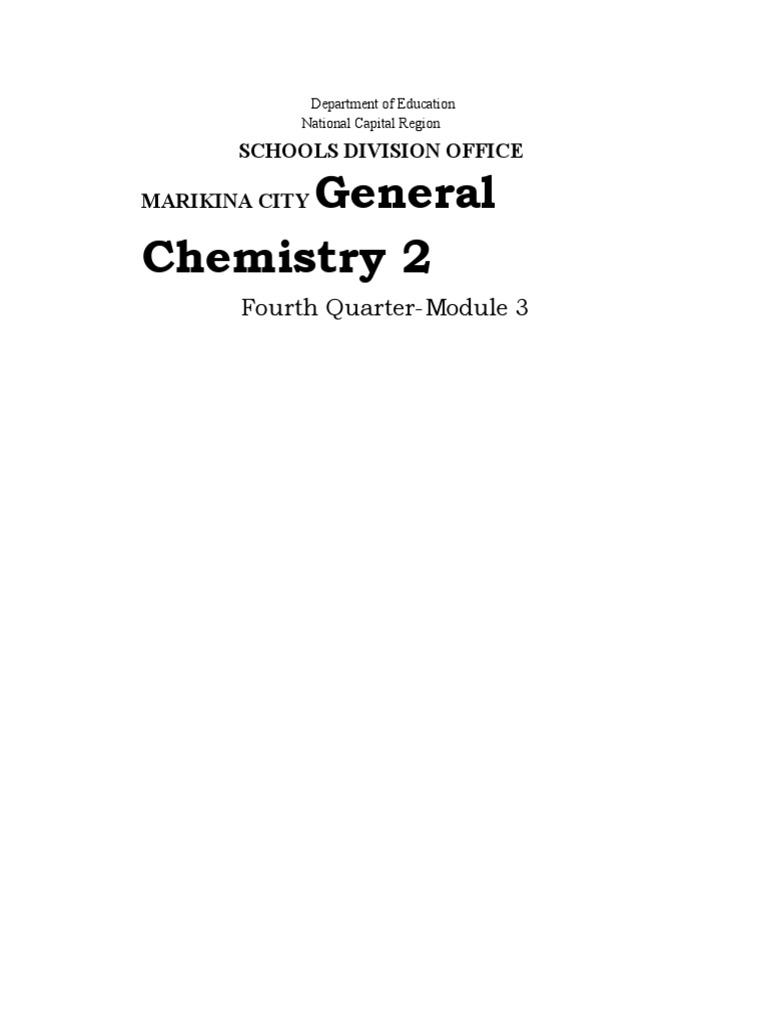 General Chemistry 2: Fourth Quarter-Module 3 | PDF | Ph | Acid