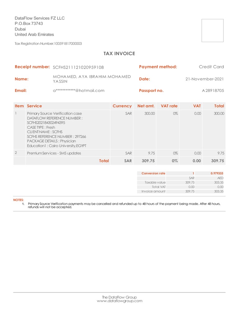 Tax Invoice: SCFHS211121020959108 Credit Card | PDF | Finance & Money ...