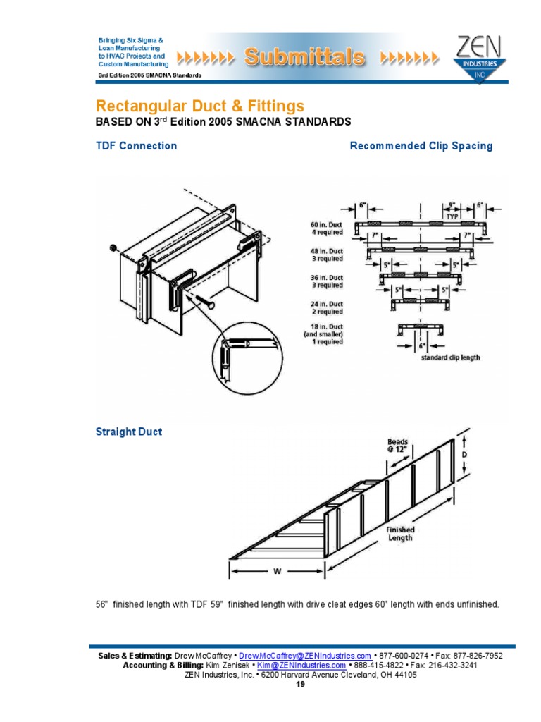 Rectangular Duct TDF Connection - Straight Duct | PDF
