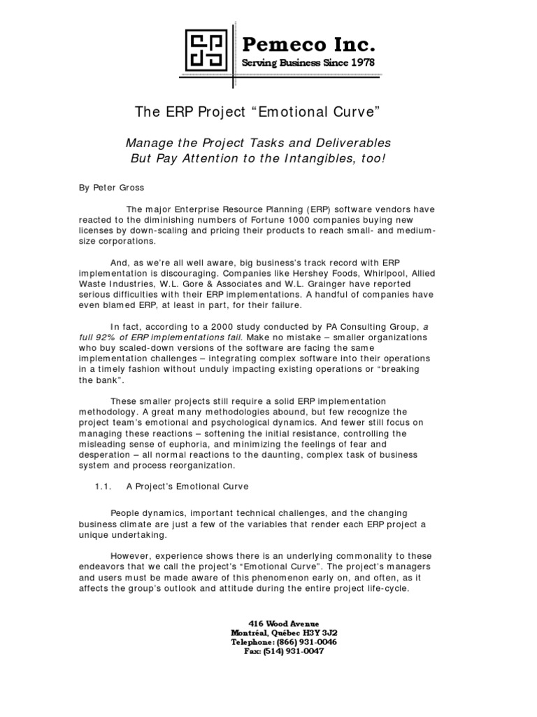 Pemeco Inc.: The ERP Project "Emotional Curve" | PDF | Enterprise ...
