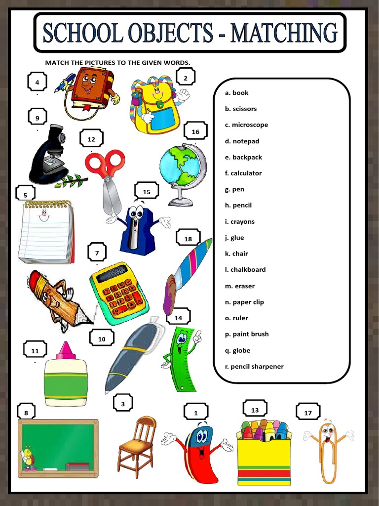 School Supplies Matching Game | PDF