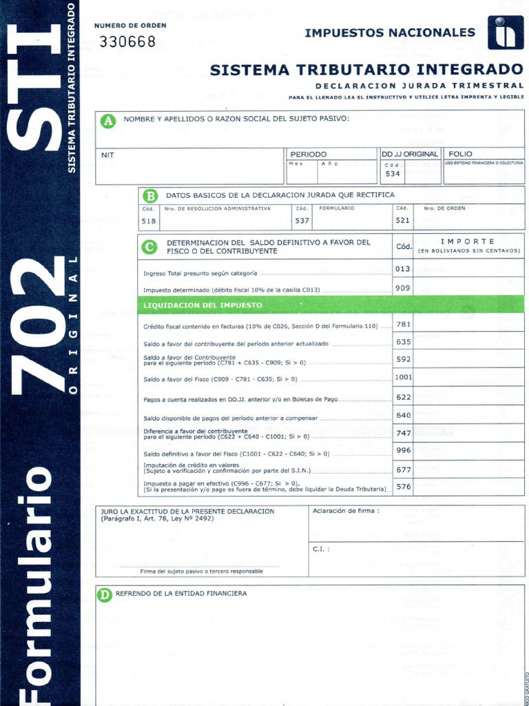 Formulario 702 | PDF
