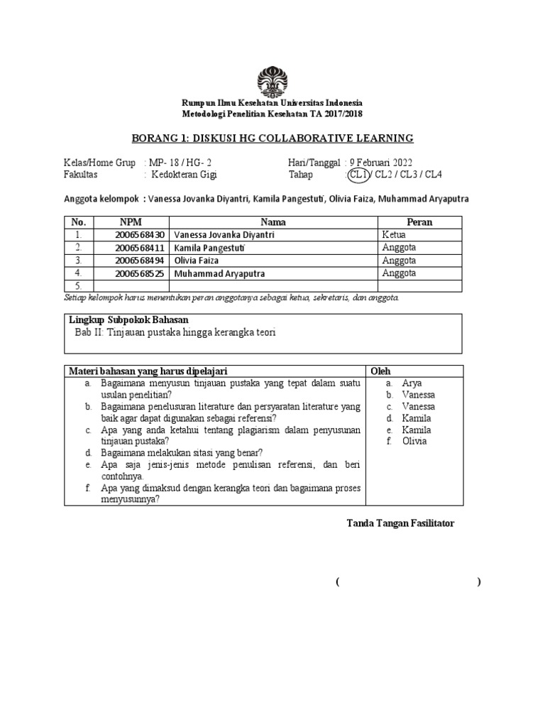 Borang 1 - CL 1 - MP-18 - HG 2 | PDF | Karier & Perkembangan | Ilmu Sosial