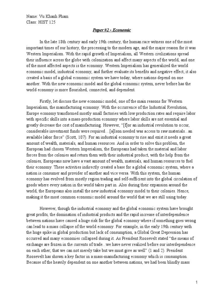 HIST 125 - Paper 2 - Economic | PDF | Economies | Imperialism