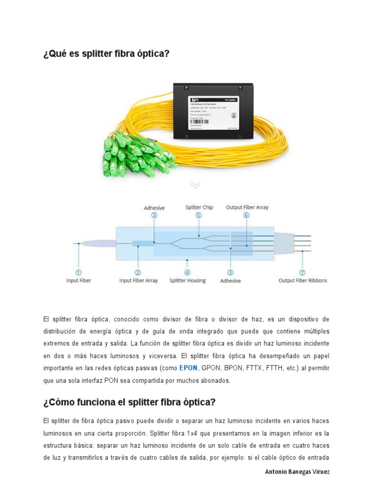 Qué Es Splitter Fibra Óptica | PDF | Fibra óptica | Óptica