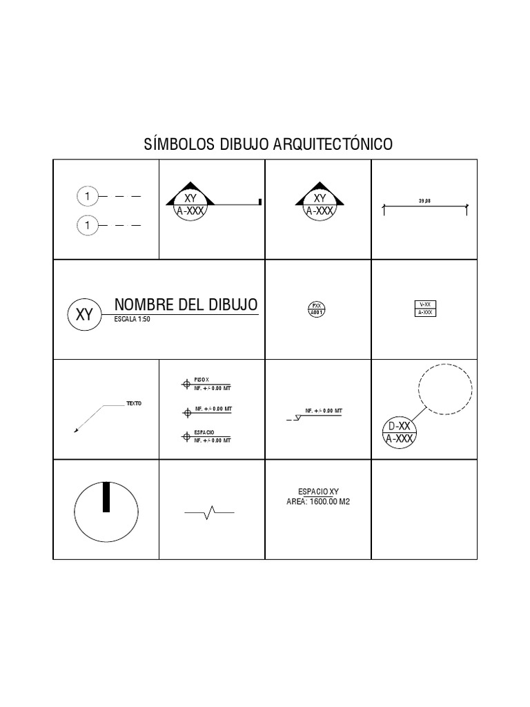 Simbología de Elevación y Corte en Autocad | PDF