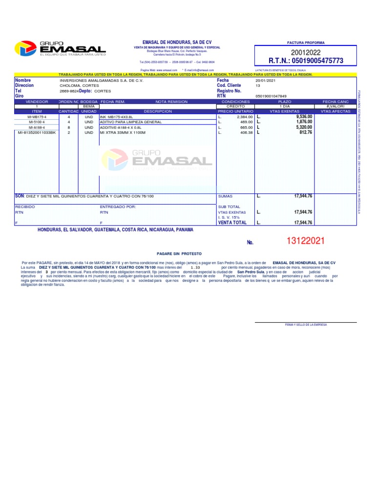Proforma Inalma Varios 2012022 | PDF
