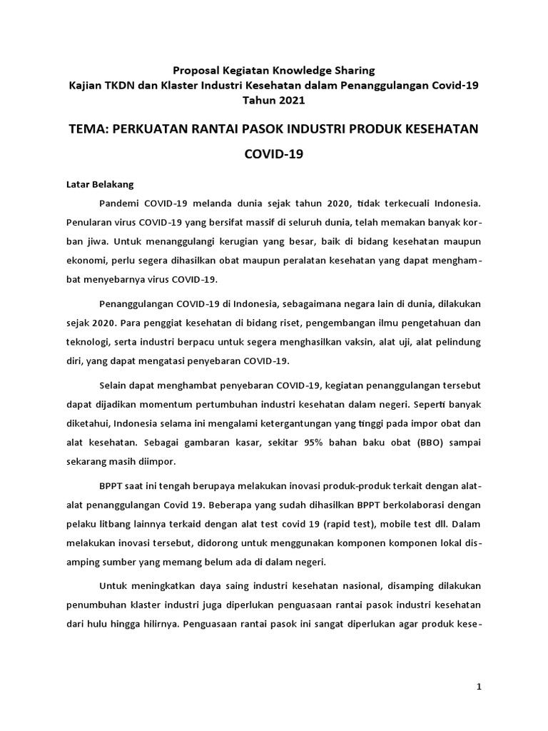 Proposal Knowledge Sharing - Rantai Pasok | PDF