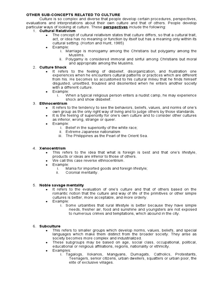 Understanding Cultural Sub-Concepts | PDF | Psychology | Value (Ethics)