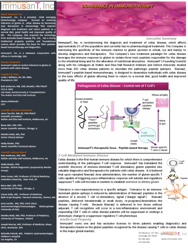 Feb 2011 Immusan Texexecsummary | PDF | Coeliac Disease | T Cell