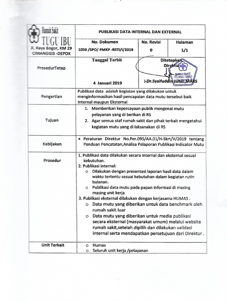 SPO Publikasi Data Internal Dan Exsternal | PDF