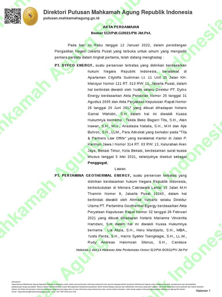 Putusan 512 PDT.G 2021 PN JKT - PST 20220216 | PDF