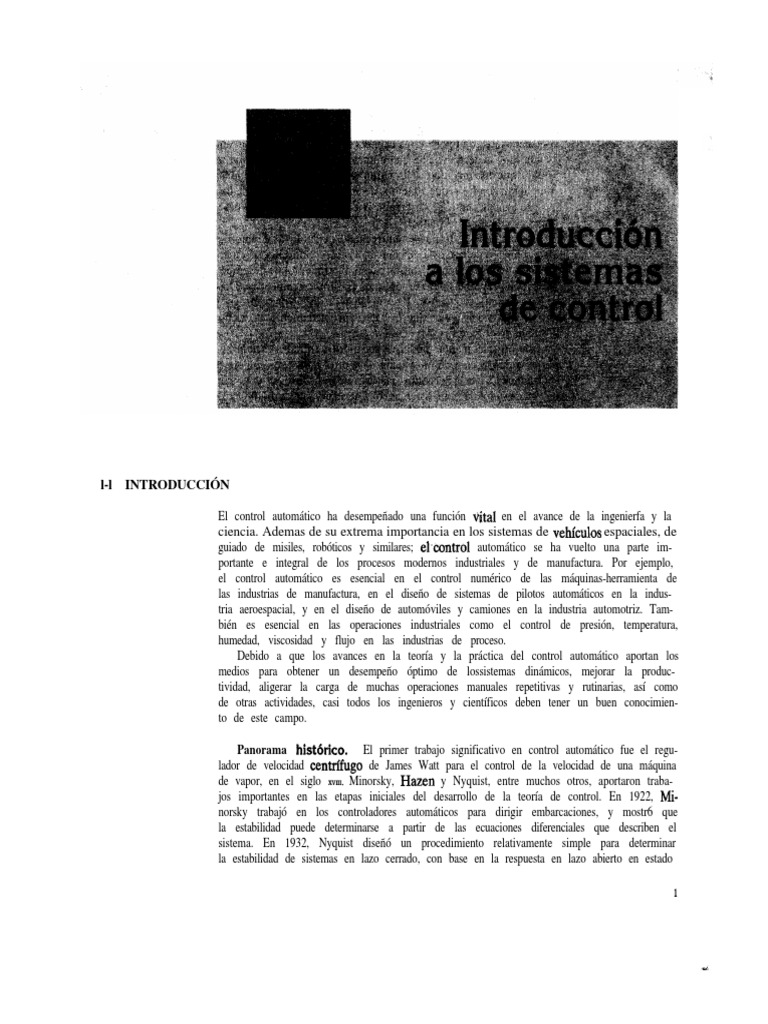 Capitulo 1 Ogata | PDF | Sistema de control | Ecuaciones