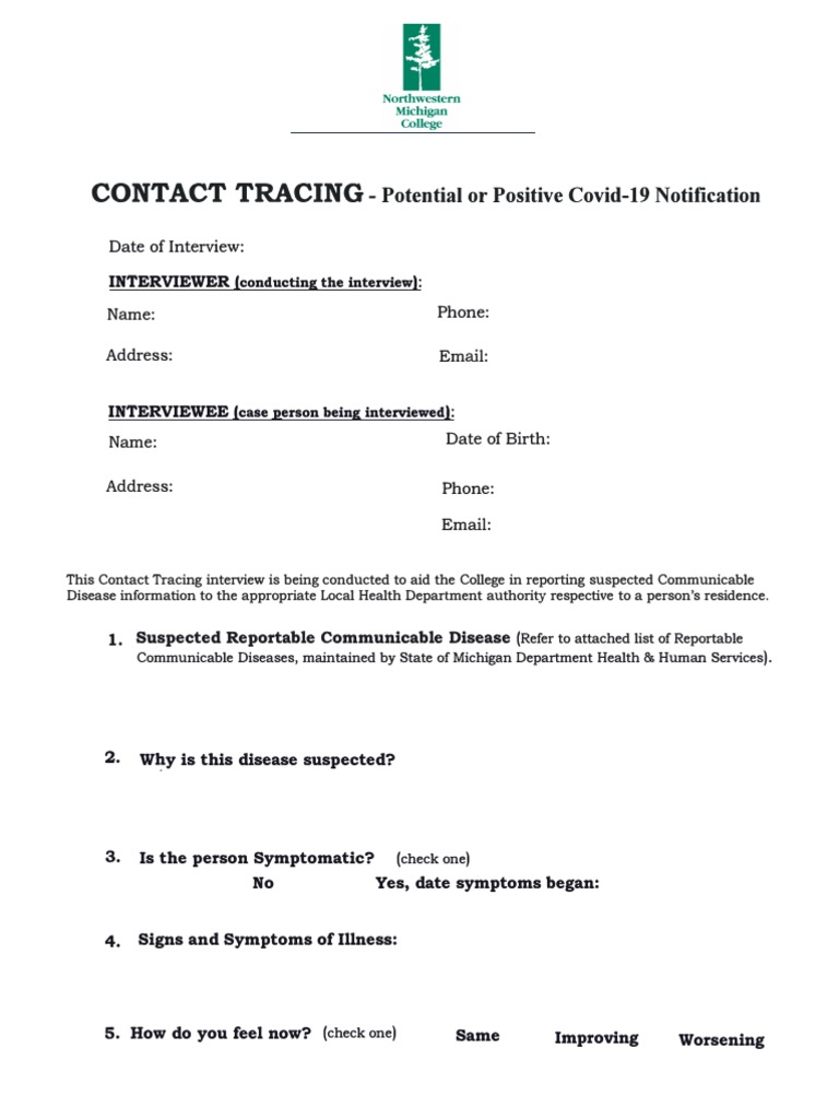 Exhibit D Contact Tracing Form | PDF