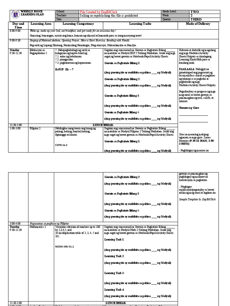 WHLP - Grade 2 (Q3 Week 2) | PDF