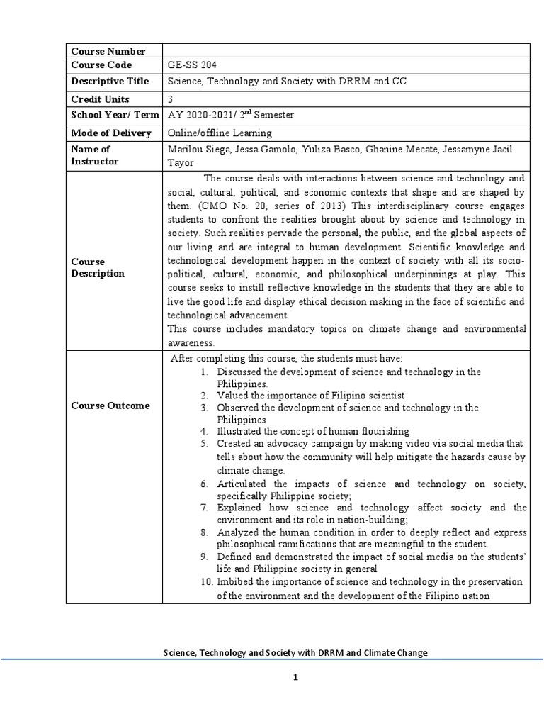 Science, Technology and Society Subject (Module 1) | PDF | Id | Science