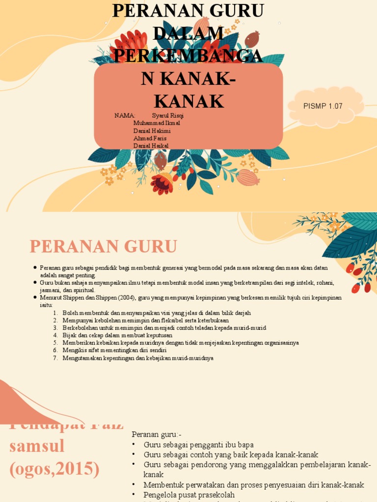 Peranan Guru Dalam Perkembangan Kanak-kanak-EDUP3023 | PDF