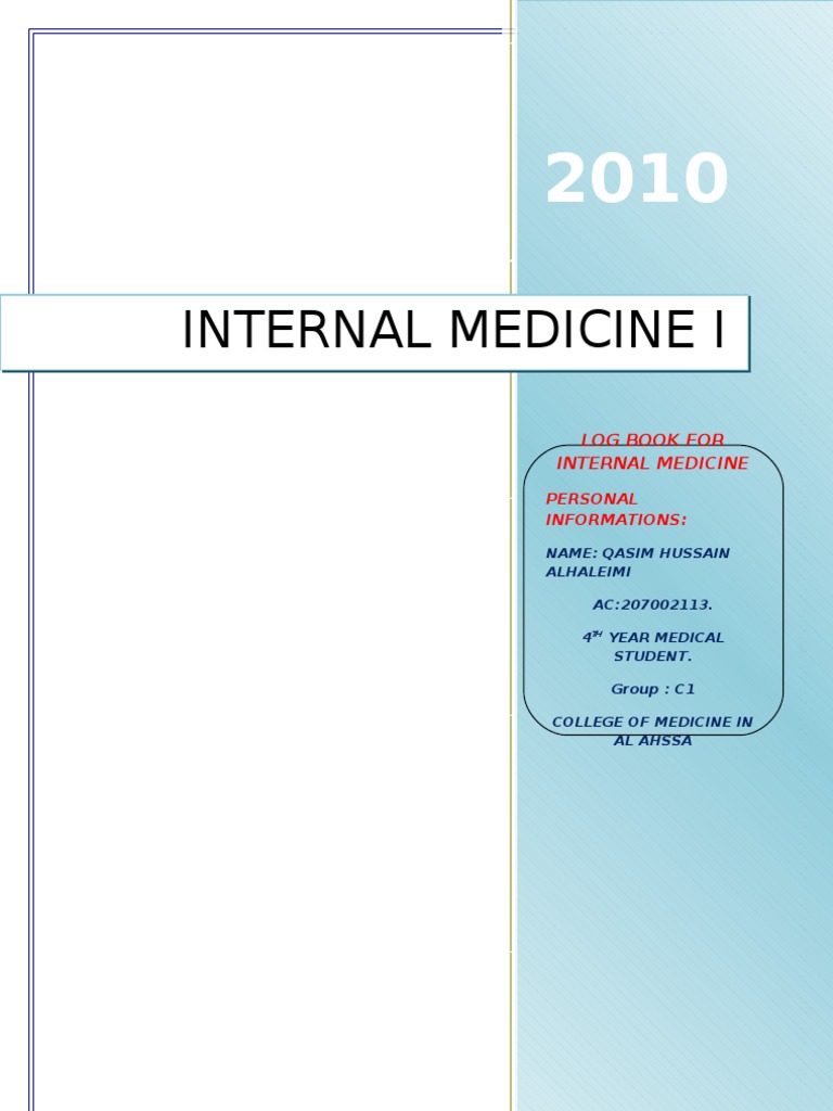 Internal Medicine (I) Log Book Black Color Typing | PDF | Human Anatomy ...