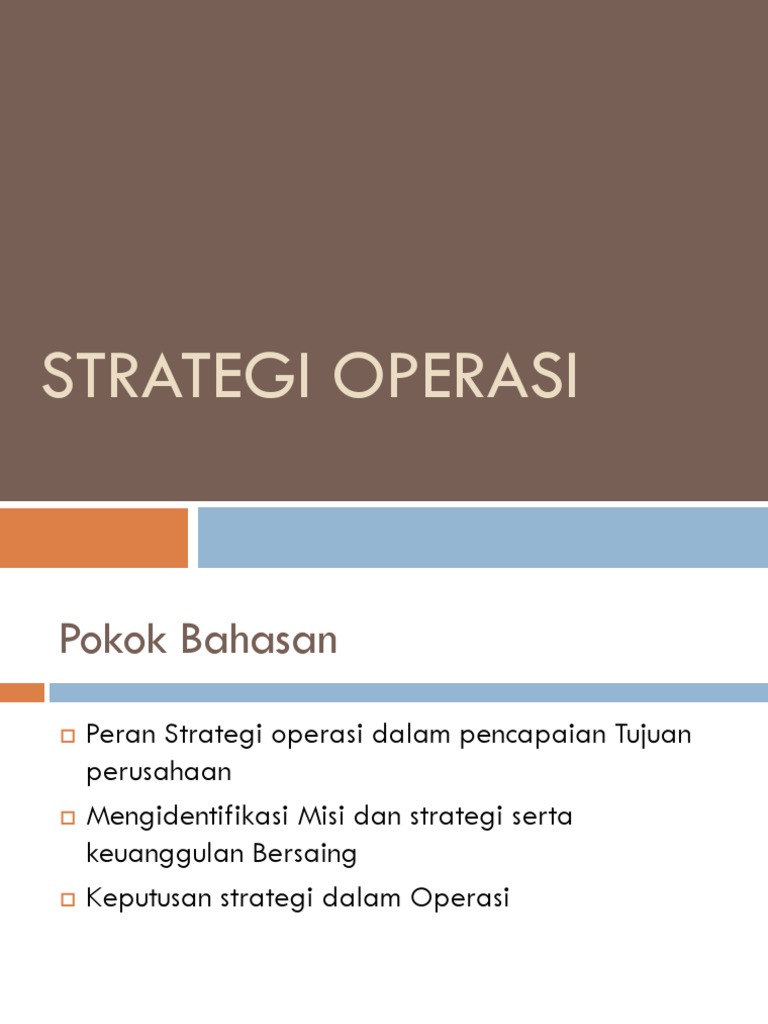 Strategi Operasi | PDF