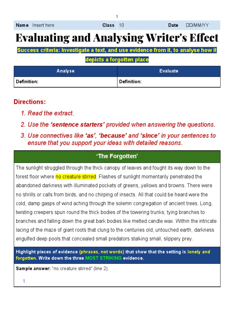 IGCSE Writer's Effect Practice | PDF