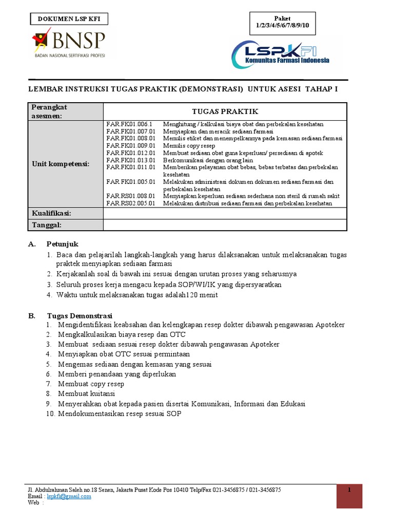 Lembar Kerja Asesi Tahap 1 | PDF