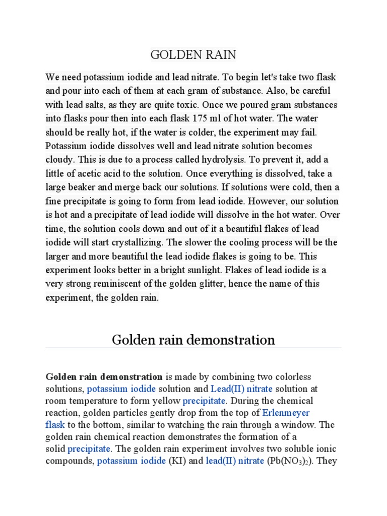 Golden Rain Demonstration | PDF