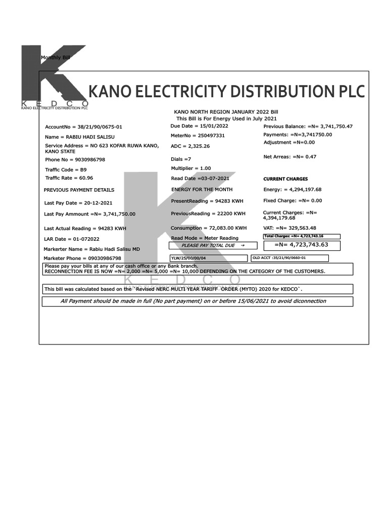 Kedco Bill | PDF | Physical Quantities | Economies