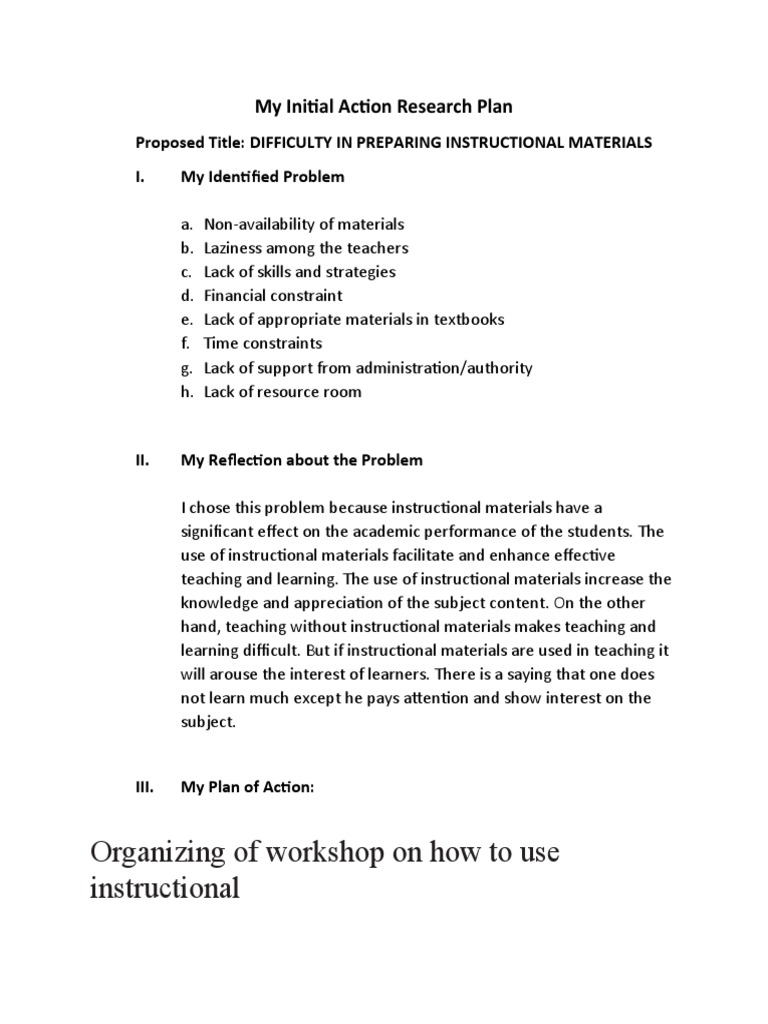 Action Research Proposal Examples