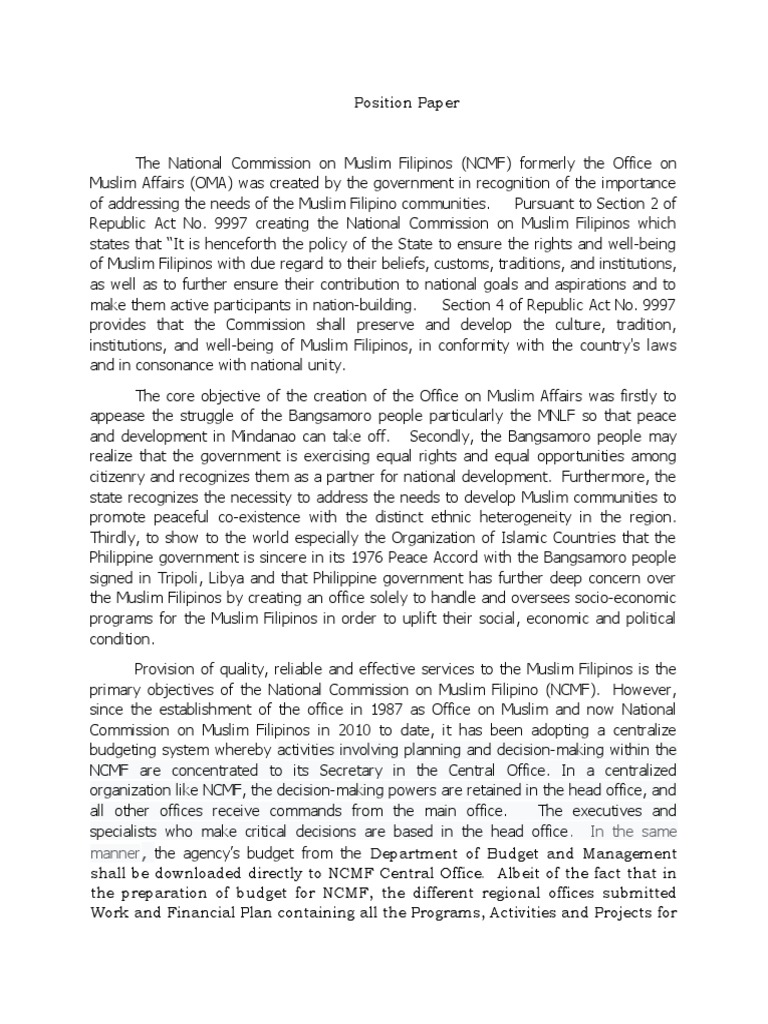 Position Paper Decentralization | PDF | Philippines | Government